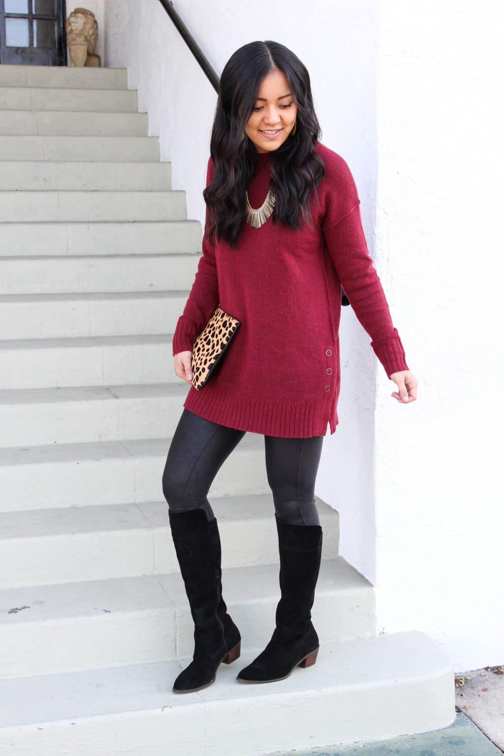 Three Winter Outfits With a Tunic Sweater - Sporty, Casual, Date