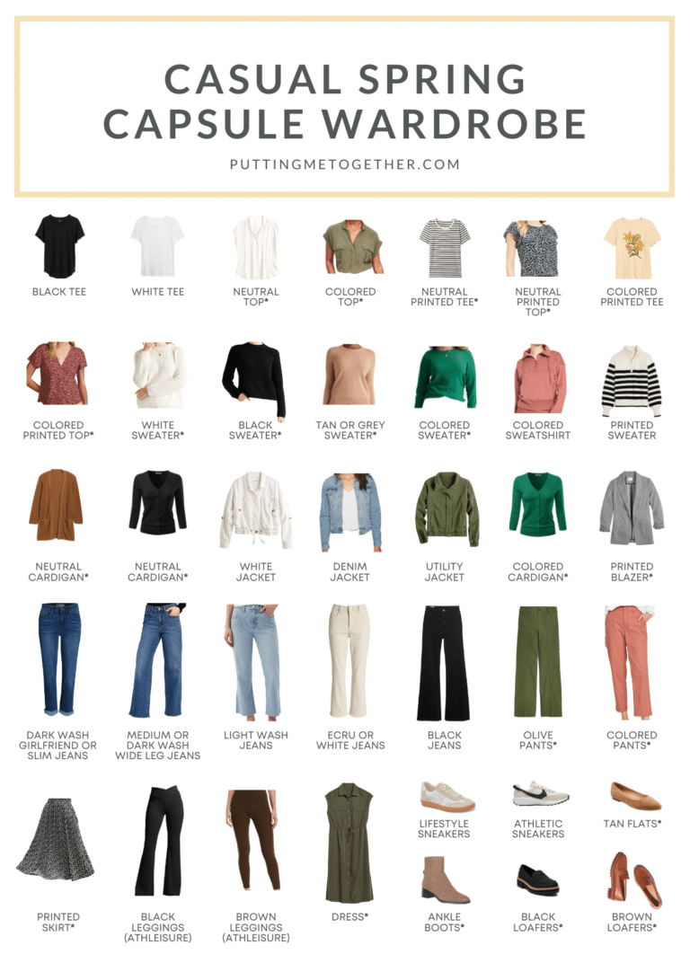 Casual Spring Capsule Wardrobe 2024 - 32 Pieces for 96 Outfits