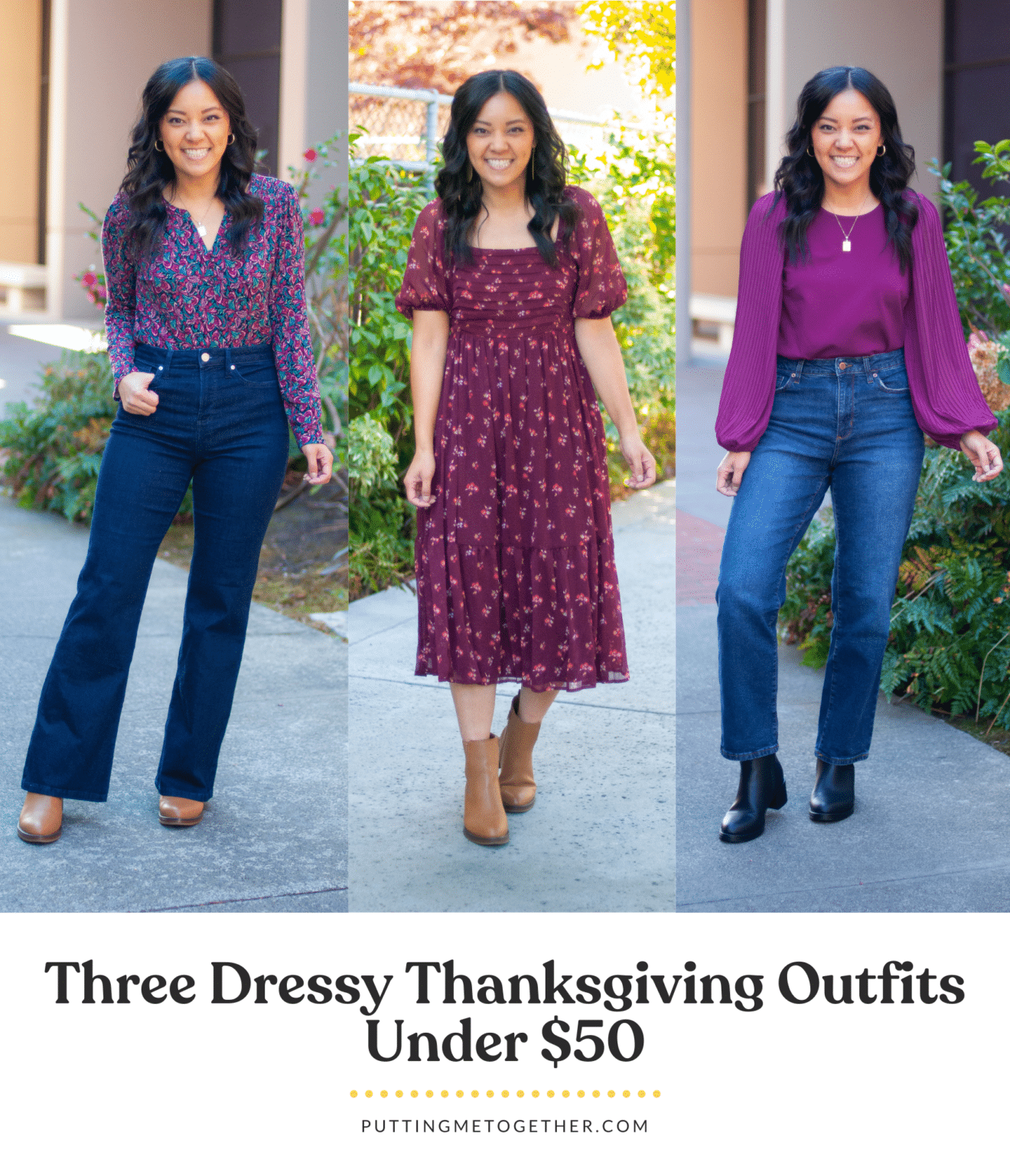 Three Dressy Thanksgiving Outfit Ideas with Affordable Pieces!